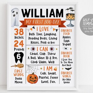 Halloween Birthday Milestone Sign Editable Template, Spooky One First ...