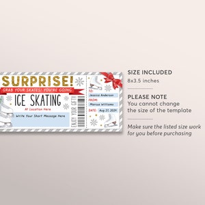 Ice Skating Gift Voucher Editable Template, Surprise Skating Lessons ...