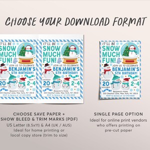Snowman Birthday Party Invitation Editable Template, Winter Wonderland ...