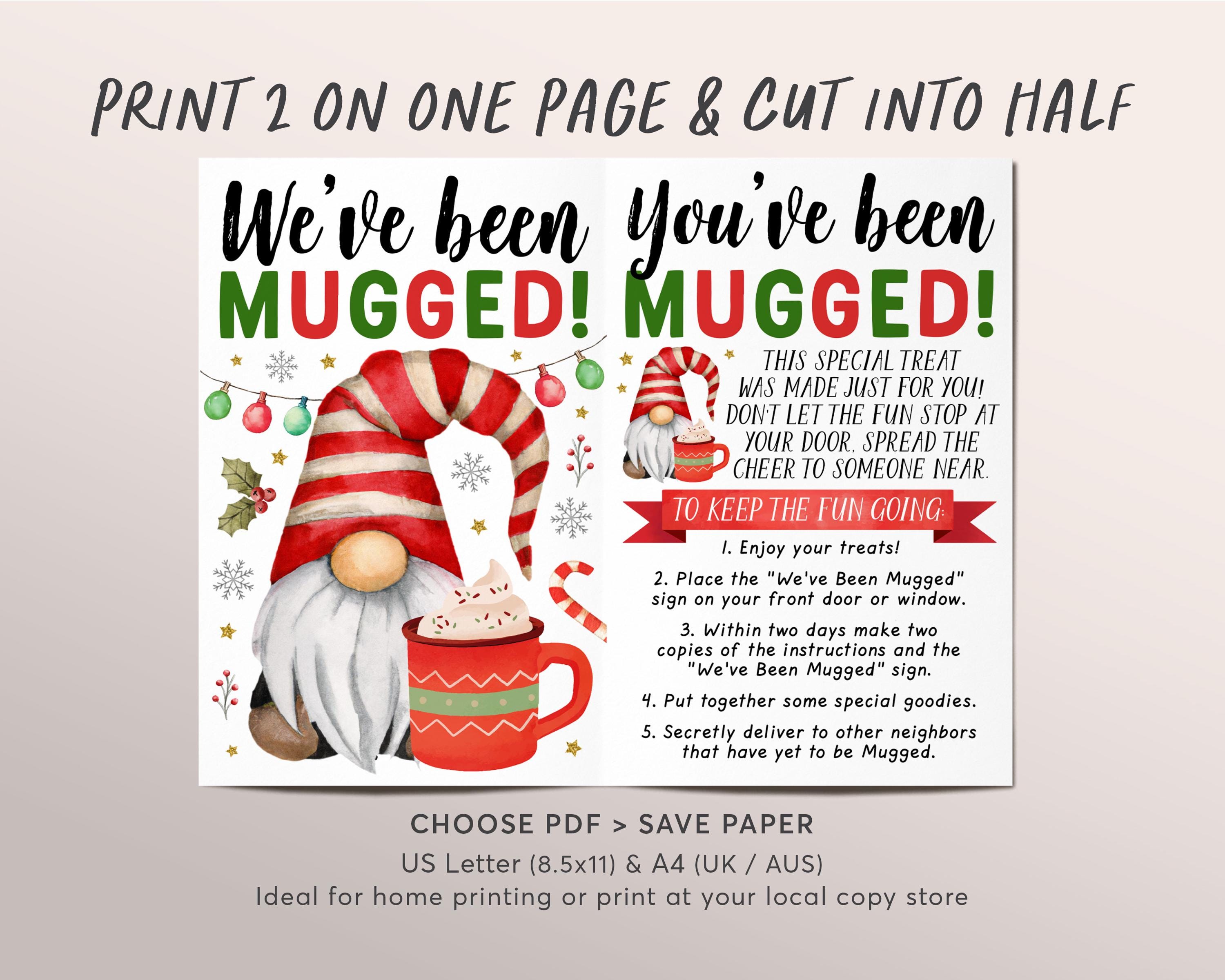 We've Been Mugged Christmas Game Editable Template, Gnome Neighborhood ...