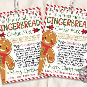 Gingerbread Recipe Christmas Gift Tag Editable Template, Holiday Cookie ...