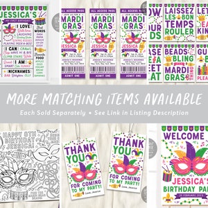 Mardi Gras Favor Tags Editable Template, Mardi Gras Themed Thank You ...