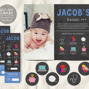 Boy Doljabi Board Sign Editable Template, Korean Doljabi Chalkboard ...