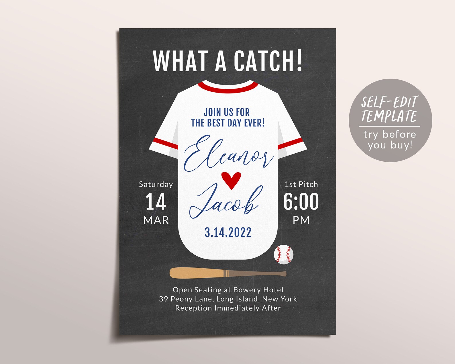 Baseball Wedding Invitation Template Baseball Theme Wedding - Etsy