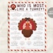Thanksgiving Game Who is Most Like the Turkey Printable, Fall ...