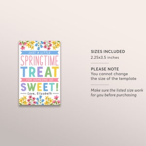 Spring Treat Gift Tag Editable Template, Springtime Thank You Floral ...