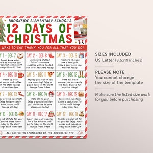 Christmas Holiday Appreciation Flyer Editable Template, 12 Days of ...