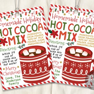 Hot Cocoa Christmas Gift Tag Editable Template, Holiday Hot Chocolate ...