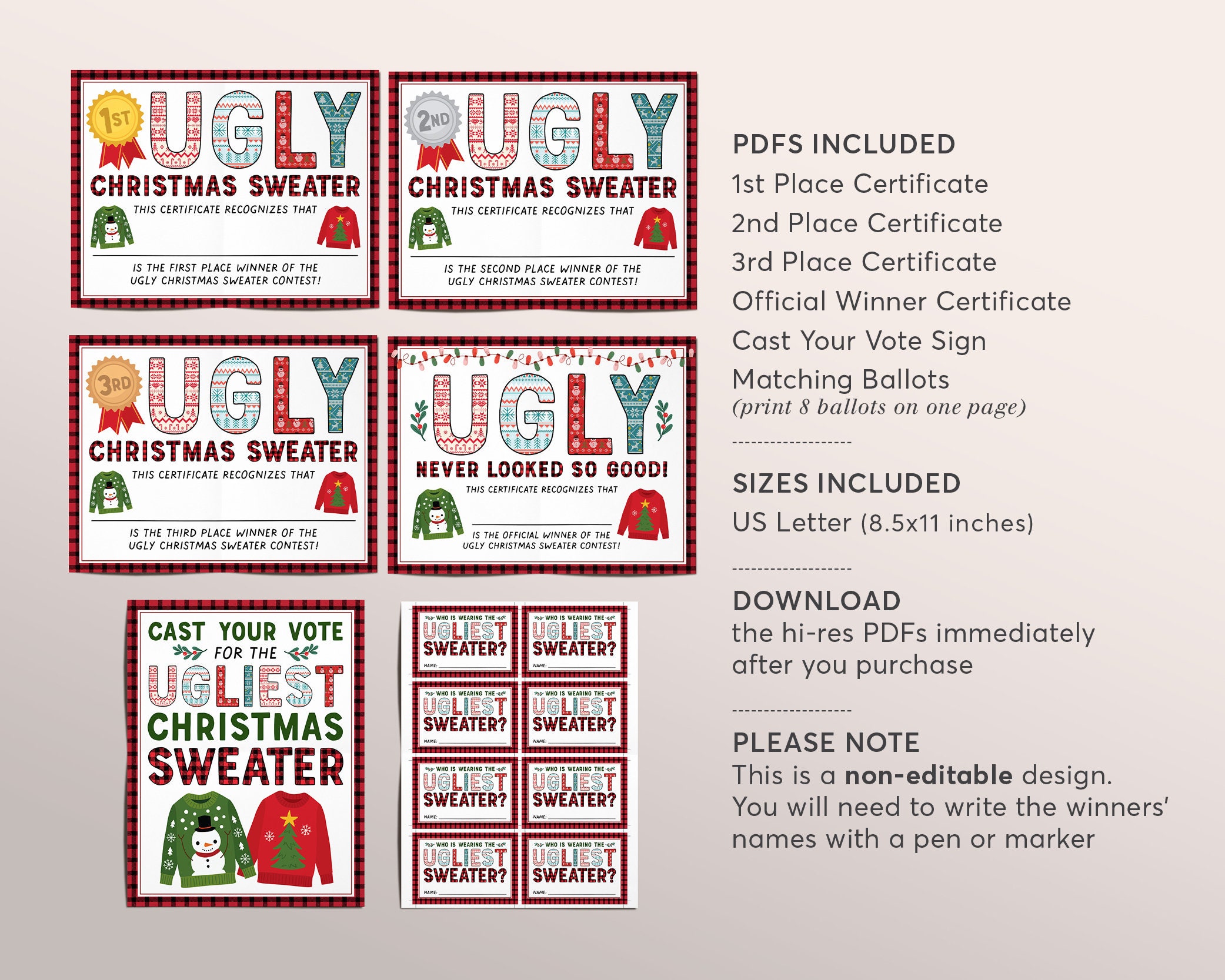 Christmas Ugly Sweater Party Decorations BUNDLE, Ugly Sweater Contest ...