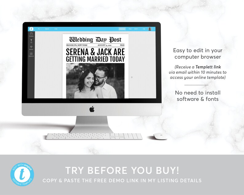 Mini Newspaper Wedding Program Template Editable Timeline - Etsy