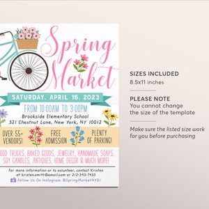 Spring Market Flyer Editable Template, Easter Spring Festival Vendor ...