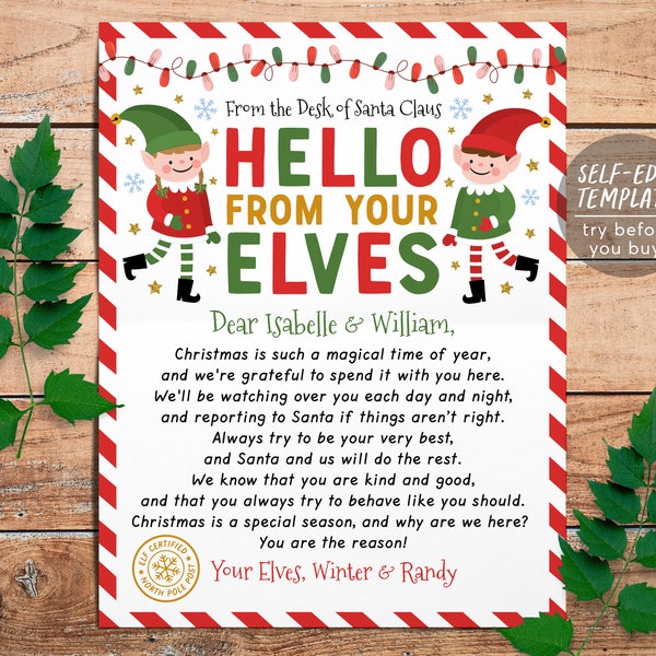 First Time Elf Arrival Letter - Etsy