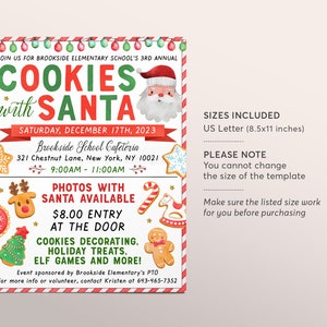 Cookies With Santa Flyer Editable Template, Photos With Santa ...