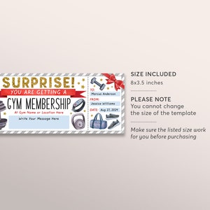 Gym Membership Ticket Editable Template, Surprise Personal Trainer ...