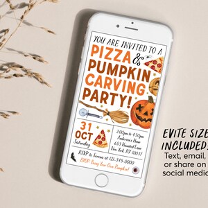 Pizza and Pumpkin Carving Party Invitation Editable Template, Kids ...