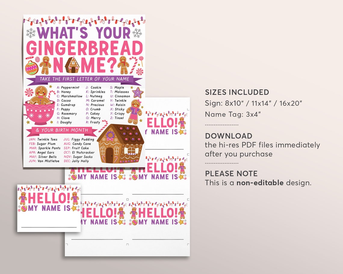 What's Your Gingerbread Name Game, Gingerbread Decorating Birthday ...