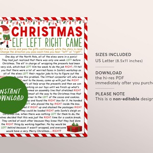 Christmas Left Right Game, Elf Left Right Funny Story Pass the Gift ...