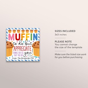 Muffin Gift Tag Editable Template, Muffin to Do but Appreciate You ...
