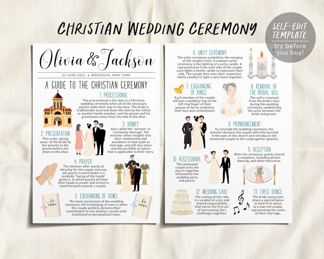 Christian Wedding Program Editable Template, Christian Ceremony Guide ...