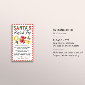Santa's Magical Key Editable Template, Magic Key Tag No Chimney ...