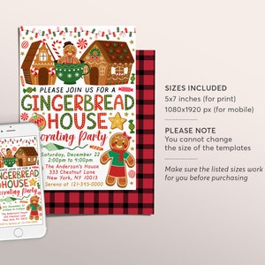 Christmas Gingerbread House Decorating Party Invitation Editable ...
