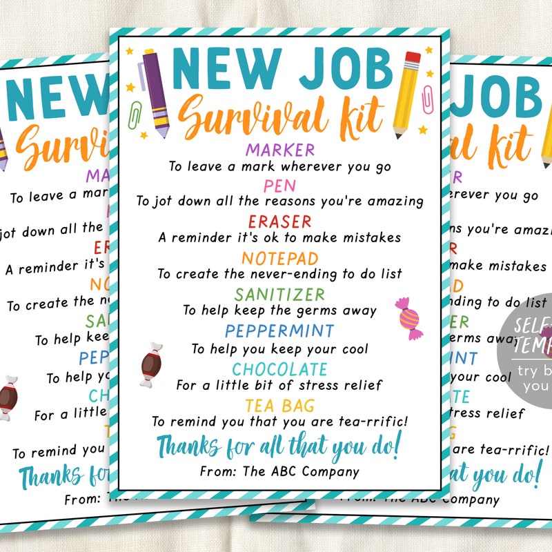 New Job Survival Kit - Etsy