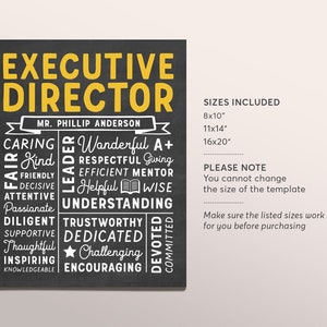 Editable Executive Director Chalkboard Gift Print Template ...