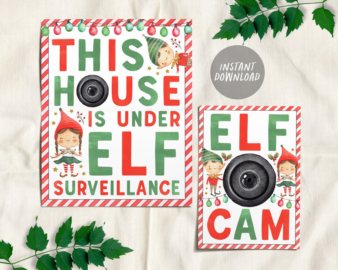 Elf Surveillance and Camera Sign, House Under Elf Surveillance, Elf CAM ...