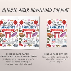 Japanese Themed Birthday Invitation Editable Template, Japanese Sushi ...