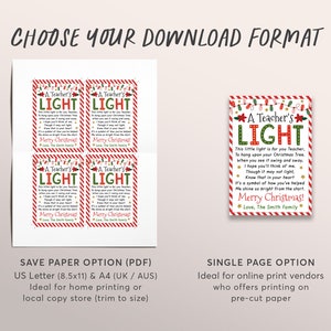 A Teachers Light Gift Tag Editable Template, Teacher Christmas Ornament ...