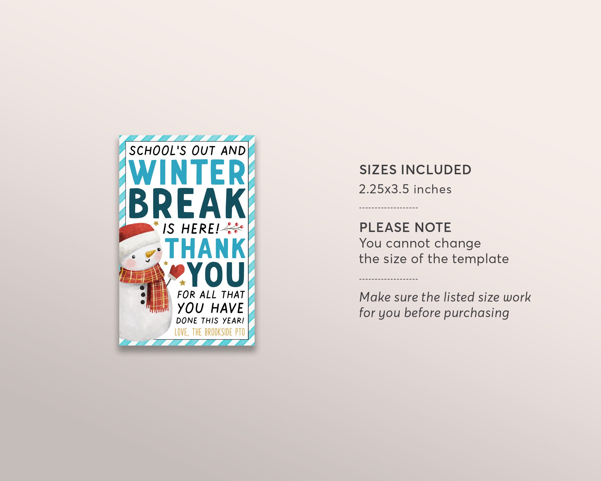 Christmas Gift Tags Editable Template, Winter Break Thank You Snowman ...