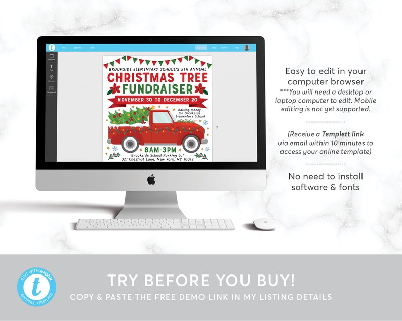 Christmas Tree Fundraiser Flyer Editable Template Holiday - Etsy