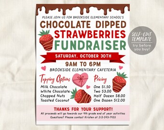 Chocolate Strawberries Flyer - Etsy