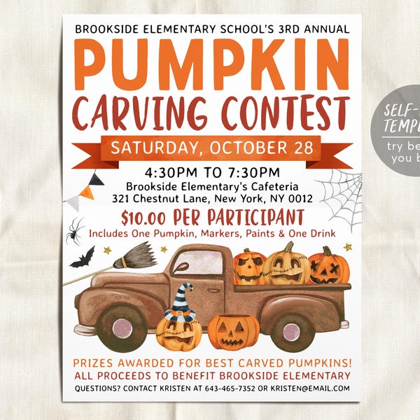 Pumpkin Decorating Contest Flyer - Etsy
