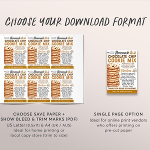 Cookie Mix in a Jar Gift Tag Editable Template, Chocolate Chip Cookie ...