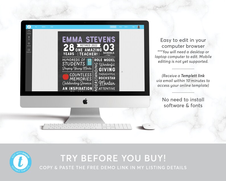 Editable Teacher Retirement Gift Chalkboard Printable Teacher - Etsy