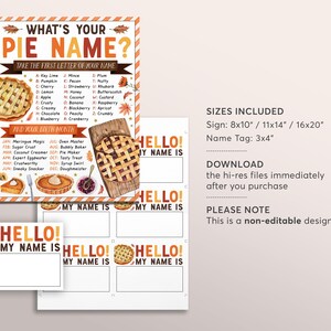 What's Your Pie Name Game With Name Tags and Sign, Fall Thanksgiving ...