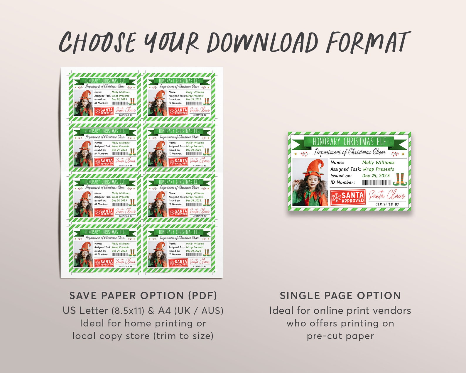 Elf Badge Editable Template, Lost Elf License, Christmas Santa's Helper ...