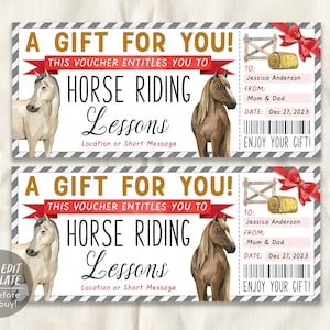 Horse Riding Lessons Gift Voucher Editable Template, Surprise Horseback ...