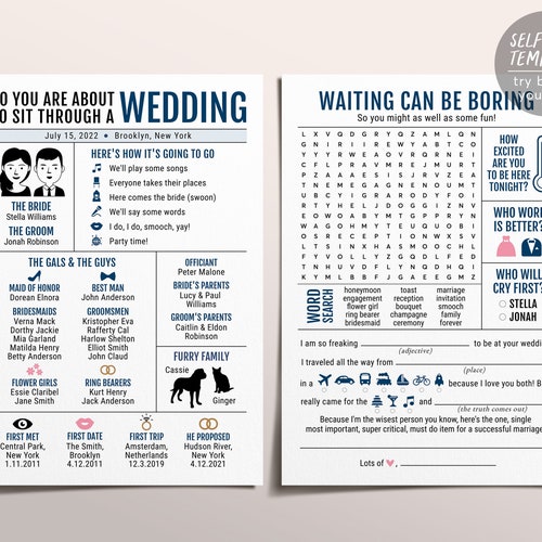 Infographic Wedding Program Template Editable Reception - Etsy Australia