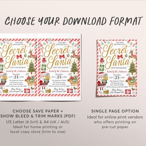 Secret Santa Gift Exchange Invitation Editable Template, Christmas Gift ...