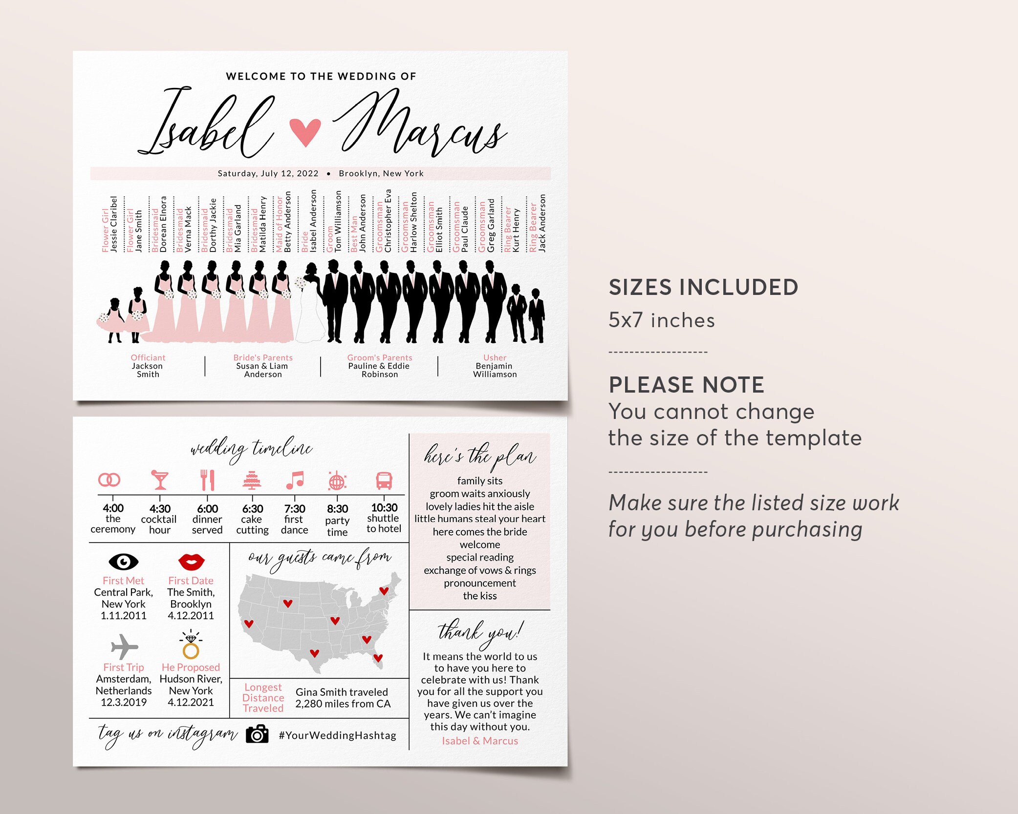 Silhouette Wedding Program Template Infographic Wedding | Etsy