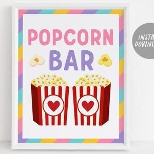 Pizza Popcorn and Pajamas Party Signs BUNDLE for Birthday, Popcorn Bar ...