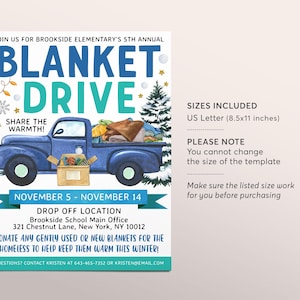 Blanket Drive Flyer Editable Template, Holiday Blanket Donation ...
