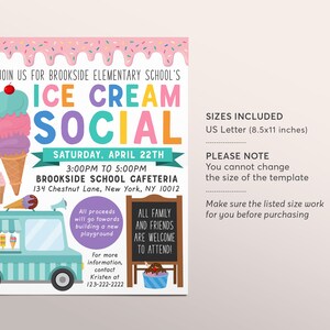 Ice Cream Social Flyer Editable Template, Teacher Appreciation Week ...