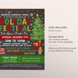Holiday Festival Christmas Flyer Editable Template, Christmas ...