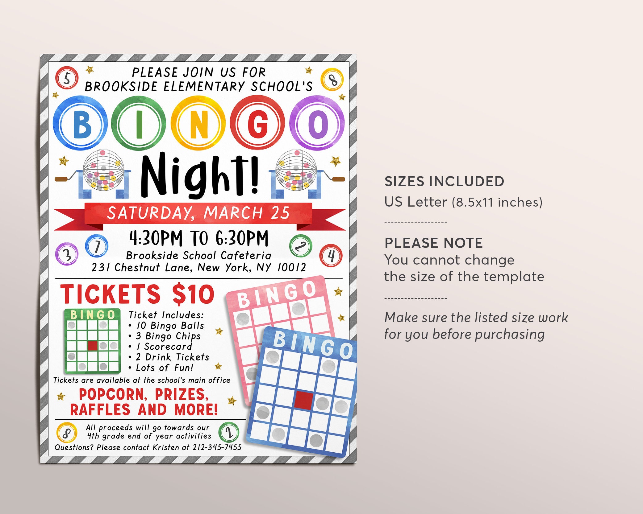 Bingo Night Fundraiser Flyer Editable Template, Bingo Flyer Game Night ...