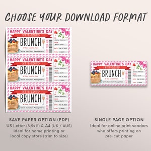 Valentines Day Brunch Coupon Ticket Editable Template, Anniversary ...