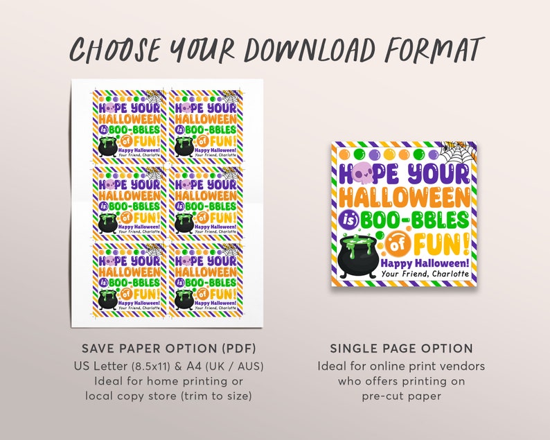 Happy Halloween Bubble Boo-bble Favor Tags Editable Template, Kids Non ...