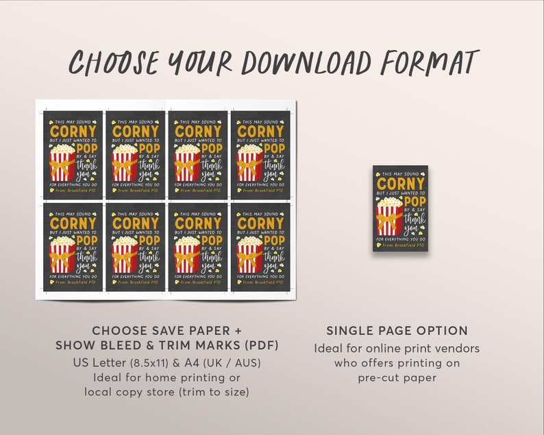 Popcorn Thank You Tags Editable Template Gift Tag for - Etsy